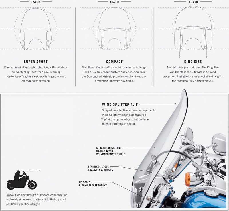 ハーレーダビッドソン ウインドシールド コンパクト 18年以降 FXBB、FXLR スモーク/ポリッシュ | 57400331 - ユーロ ...